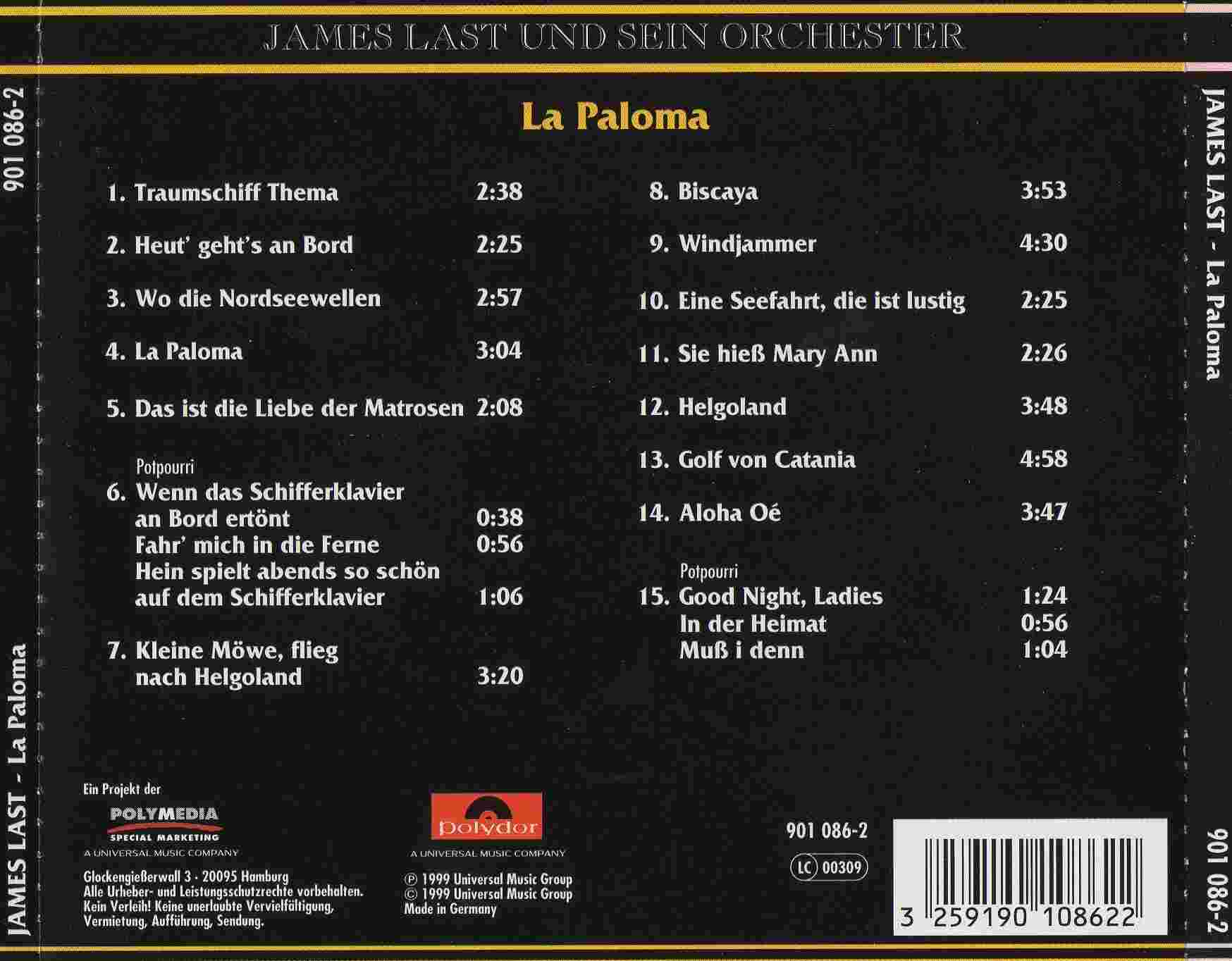 James Last La Paloma (1999) : Back | CD Covers | Cover Century | Over 1 ...